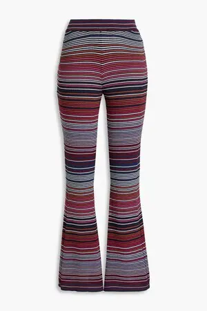 Missoni Striped Cotton-blend Flared Pants - Navy