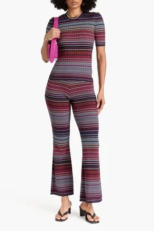 Missoni Striped Cotton-blend Flared Pants - Navy