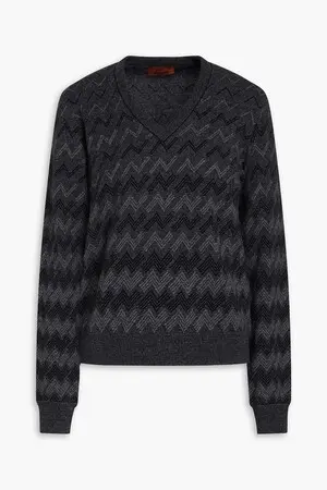 Missoni Crochet-knit Cashmere Sweater - Dark Gray