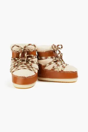 CHLOÉ X MOON BOOT Embroidered Shearling And Leather Snow Boots
