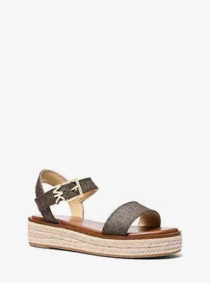 Michael Kors Richie Signature Logo Platform Espadrille Sandal - Brown