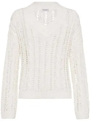 Brunello Cucinelli Open-knit Sweater - White