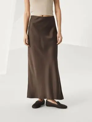 Brunello Cucinelli Bias-cut Maxi Skirt - Brown