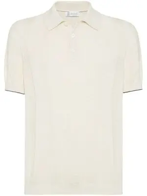 BRUNELLO CUCINELLI Ribbed-knit Polo Shirt