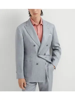 Brunello Cucinelli Double-breasted Linen Blazer