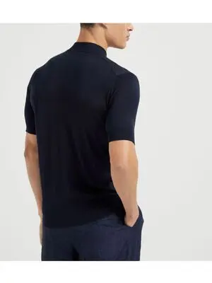 Brunello Cucinelli Knitted T-shirt - Blue