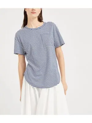 Brunello Cucinelli Monili Chain Embellished Striped Cotton Shirt