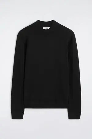 Cos Slim Merino Wool Mock-neck Sweater - Black
