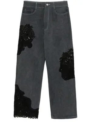 Collina Strada Lace-paneled Straight-leg Jeans