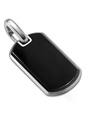 David Yurman Sterling Chevron Onyx Tag