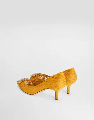 Dolce & Gabbana Bellucci Lace Pumps With Brooch - Yellow