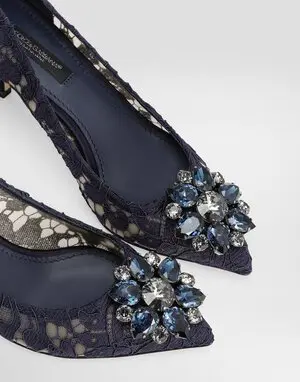 Dolce & Gabbana Bellucci Lace Pumps With Brooch - Blue