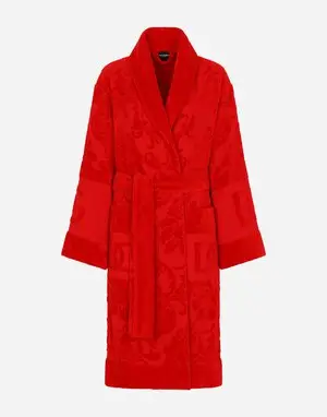 Dolce & Gabbana Bath Robe In Terry Cotton Jacquard - Multicolor