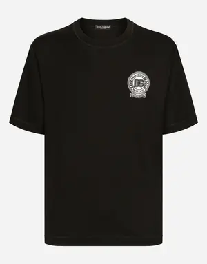 Dolce & Gabbana Cotton T-shirt With Dg Logo Embroidery - Black
