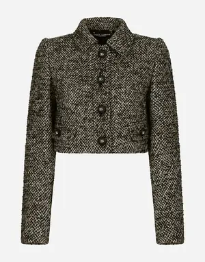Dolce & Gabbana Cropped Speckled Tweed Jacket