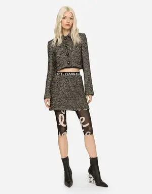 Dolce & Gabbana Cropped Speckled Tweed Jacket