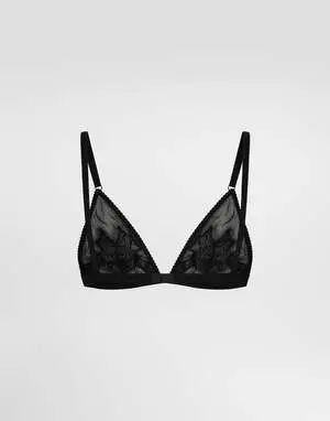 Dolce & Gabbana Lace And Tulle Soft-cup Triangle Bra - Black