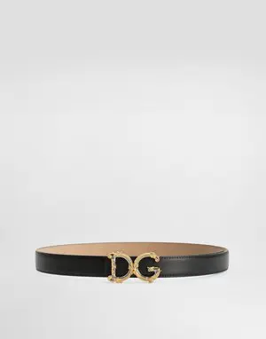 Dolce & Gabbana Calfskin Belt With Dg Logo - Black