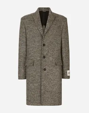 Dolce & Gabbana Single-breasted Melange Diagonal-weave Wool Coat - Multicolor