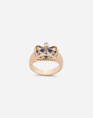 Dolce & Gabbana Crown Ring With Lapis Lazuli, Ruby, And Sapphire - Gold