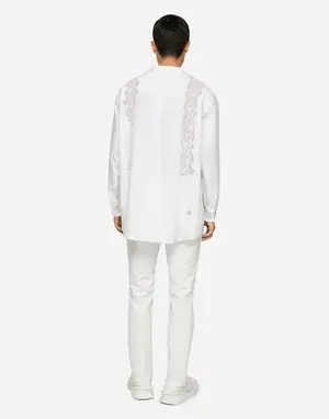 Dolce & Gabbana Stretch Cotton Twill Pants With Branded Tag - White