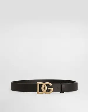Dolce & Gabbana Leather Belt With Crossover Dg Logo Buckle - Multicolor