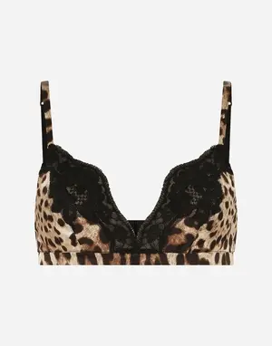 Dolce & Gabbana Leopard-print Soft Cup Bra With Lace Animal Print