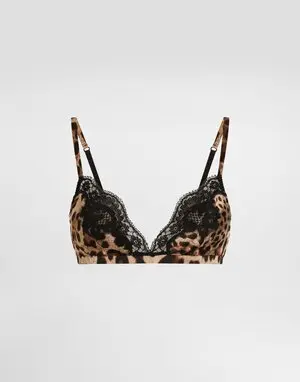 Dolce & Gabbana Leopard-print Soft Cup Bra With Lace - Leopard Print