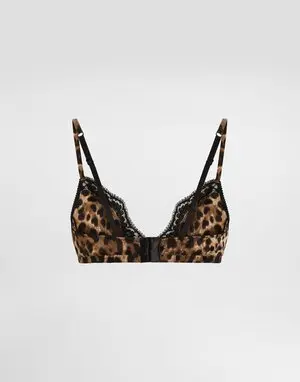 Dolce & Gabbana Leopard-print Soft Cup Bra With Lace - Leopard Print