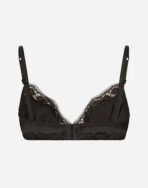 Dolce & Gabbana Soft Cut Satin Bra With Lace - Black
