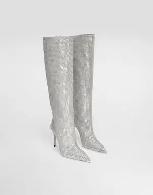 Dolce & Gabbana Lollo Rhinestone Boots - Grey