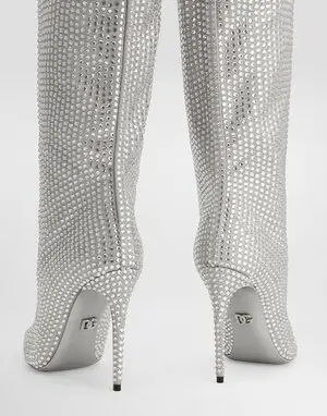 Dolce & Gabbana Lollo Rhinestone Boots - Grey