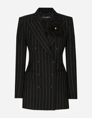 Dolce & Gabbana Pinstripe Woolen Turlington Jacket