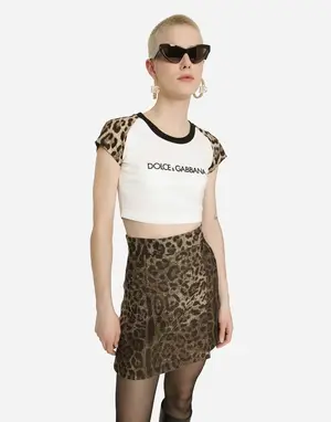 Dolce & Gabbana Jacquard Leopard Wool Skirt - Multicolor