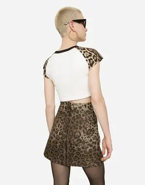 Dolce & Gabbana Jacquard Leopard Wool Skirt - Multicolor