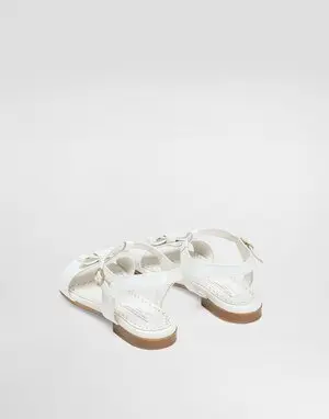 Dolce & Gabbana Patent Leather T-bar Sandals - White