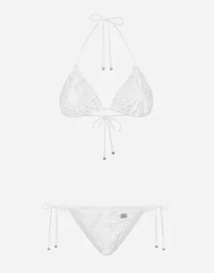 Dolce & Gabbana Broderie Anglaise Triangle Bikini - White