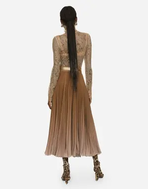 Dolce & Gabbana Floral Lace Turtleneck Blouse - Beige
