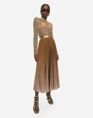 Dolce & Gabbana Floral Lace Turtleneck Blouse - Beige