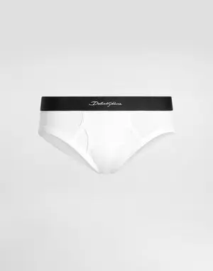 Dolce & Gabbana Mid-rise Briefs In Two-way Stretch Cotton Jersey - White