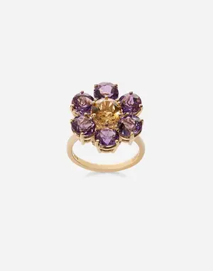 Dolce & Gabbana Spring Ring In 18-carat Yellow With Amethysts - Gold