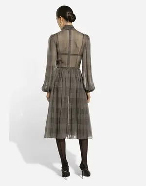 Dolce & Gabbana Silk Chiffon Glen Plaid Dress - Multicolor