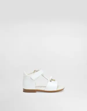 Dolce & Gabbana Patent Leather T-bar Sandals - White