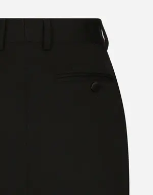 Dolce & Gabbana Short Wool Gabardine Tuxedo Skirt - Black