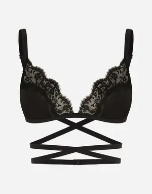 Dolce & Gabbana Satin And Lace Triangle Bra - Black