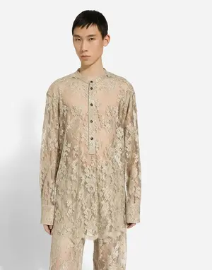 Dolce & Gabbana Galloon Lace Shirt With Mandarin Collar