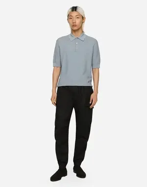Dolce & Gabbana Stretch Cotton Polo-shirt With Dg Hardware - Azure