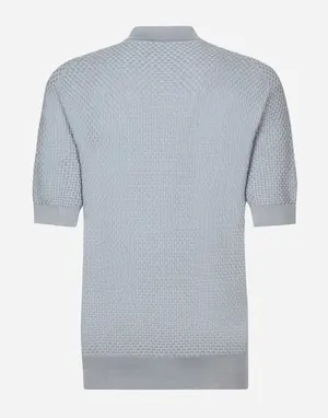 Dolce & Gabbana Stretch Cotton Polo-shirt With Dg Hardware - Azure