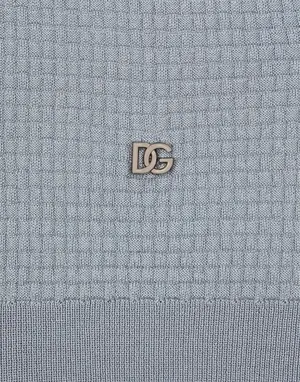 Dolce & Gabbana Stretch Cotton Polo-shirt With Dg Hardware - Azure