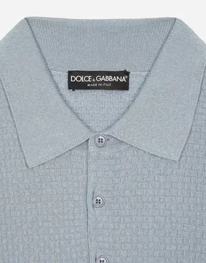 Dolce & Gabbana Stretch Cotton Polo-shirt With Dg Hardware - Azure